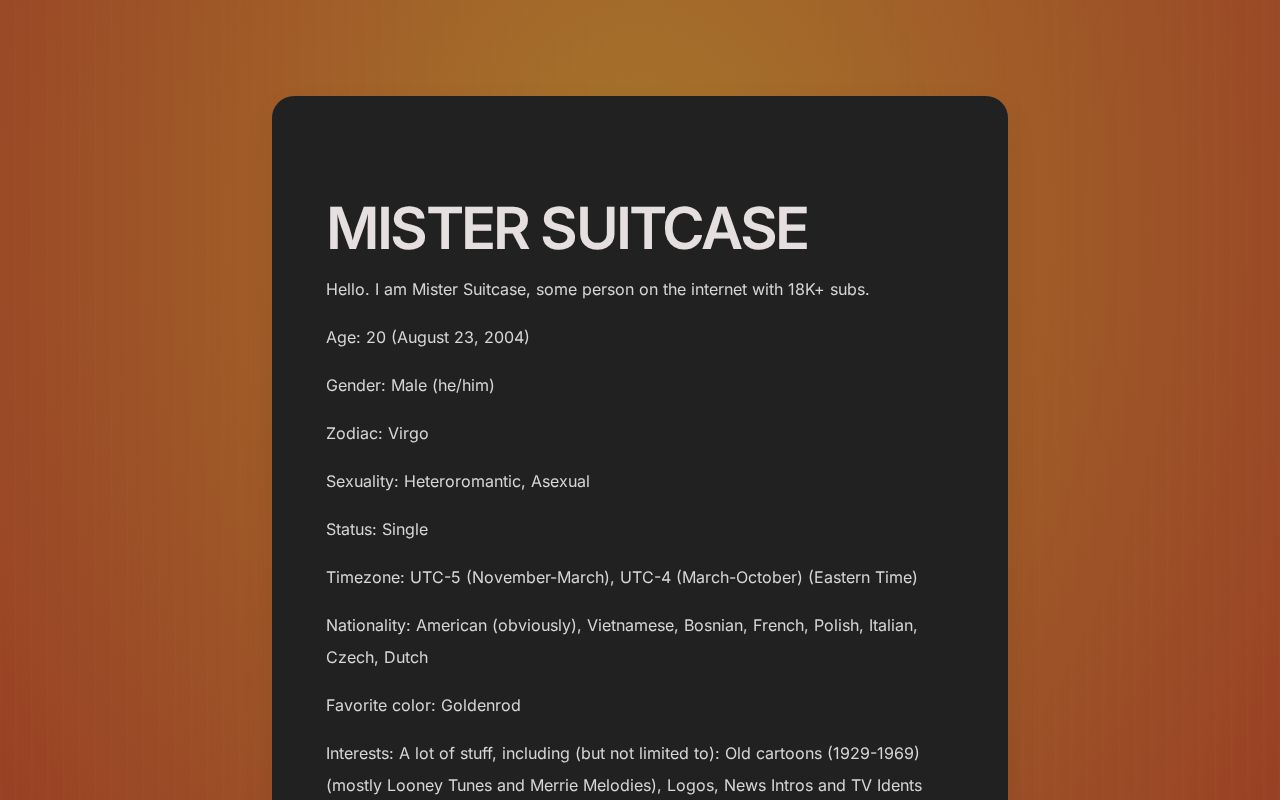 Mister Suitcase's Official Carrd